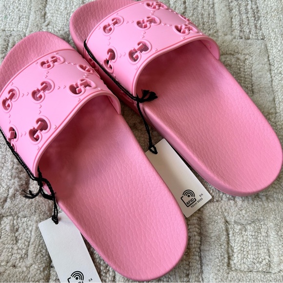 Gucci | Shoes | Nib Authentic Gucci Rubber Gg Slide Sandals Slippers ...